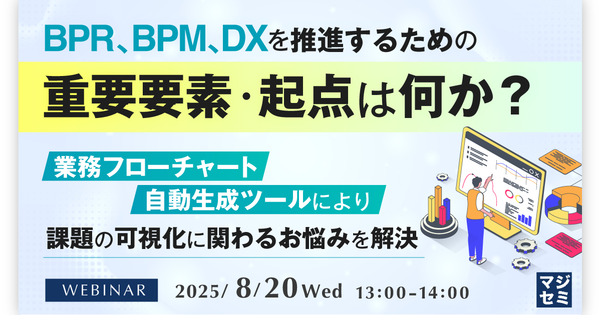 BPR、BPM、DXを推進するための重要要素・起点は何か？ ～業務フローチャート自動生成ツールにより、課題の可視化に関わるお悩みを解決～ | ビジネス
